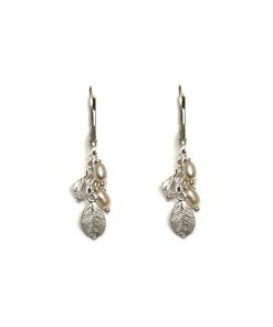Primrose Bridal Earrings - crystal and real pearl leaf drop earrings