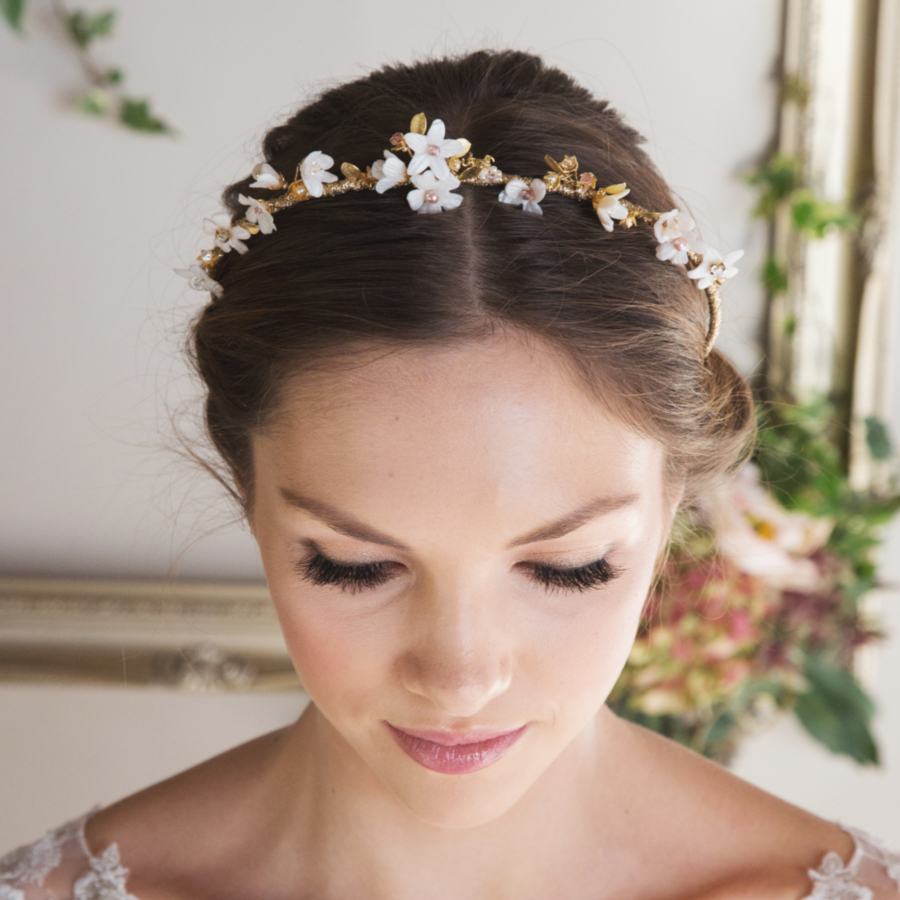 Dancing Bee Bridal Tiara - Bee wedding tiara crown with flowers