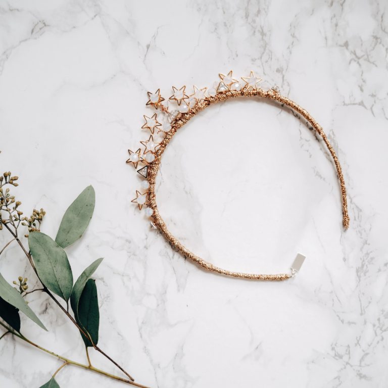 Celestial star bridal tiara. Feminine, delicate crown of stars.