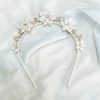 Modern Romantic Bridal Crown. Floral Wedding tiara with pearls